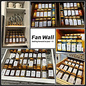 DIMBRAH Spice Jars with Label-4oz 15 Pcs Glass Spice Jars with Bamboo Lids，Spices Container Set with White Printed Spice Labels，Kitchen Empty Spice Jars