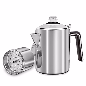 Hillbond Coffee Percolator Stainless Steel Camping Coffee Pot Outdoors 9 Cup Percolator Coffee Pot for Campfire or Stove Top Coffee Making