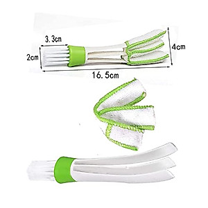 Mini Duster for Car Air Vent Set of 3 Automotive Air Conditioner Brush & Cleaner Cloth, Dust Collector Cleaning Tool for Keyboard Window Leaves Blinds Shutter, Green, 6.5inchx1.57inch