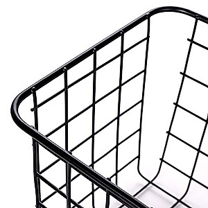 XINFULL 5 Pack Wire Storage Baskets Household Metal Wall-Mounted Containers Organizer Bins for Kitchen Bathroom Freezer Pantry Closet Laundry Room Cabinets Garage Shelf, Medium