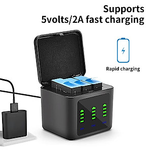 Eeyrnduy Rechargeable Battery Replacement for Gopro Hero 9/Hero 10/Hero 11 Black Camera 3-Pack Batteries and 3-Channel USB Charger Combo
