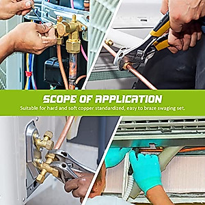 6pcs Hex Handle HVAC Tools Air Conditioner Copper Pipe Swaging Tool Round Handle Tube Expander Drill Bit Repairing Set with 1/4, 3/8, 1/2, 5/8, 3/4 Bits