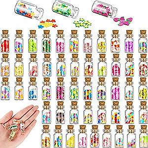 50 Pieces Cute Miniature Dollhouse Food Jar Glass Bottle 1:12 Mini Fruit Simulation Scene Candy Snack Model Game Party Toys Pretend Play Doll House Kitchen Decoration for Dollhouse