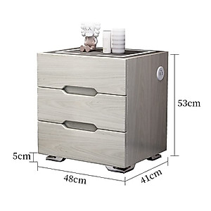 XXXDXDP Table Chevet Intelligente avec Double Chargeur USB Meuble 3 Tiroirs Multifonction Capteur Main LED Rechargeable