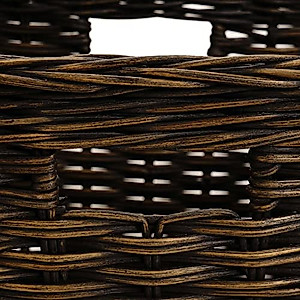 The Basket Lady Tall Rectangular Wicker Storage Basket, Large, 22.5 in L x 16 in W x 12.5 in H, Antique Walnut Brown