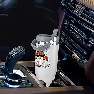 Unyopsa Mushroom Tumbler with Handle 30oz Vacuum Insulated Mushroom Cup with Lid and Straw Mushroom Gifts for Women Men