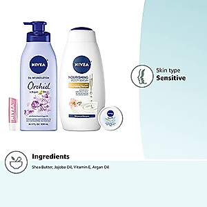 NIVEA In Bloom Variety Pack – 4 Piece with Body Lotion, Body Wash, Lip Balm, and Multipurpose Cream