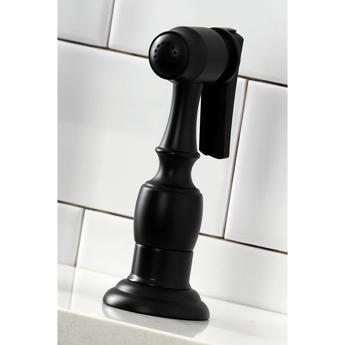 Kingston Brass KS1270AXBS Heritage Bridge Kitchen Faucet, 8-9/16" in Spout Reach, Matte Black