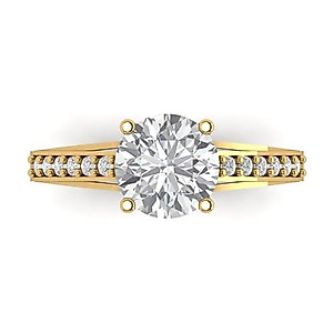 Clara Pucci 2.21 ct Round Cut Genuine Lab Grown Diamond SI1-SI2 J-K 14K Yellow Gold Bridal Wedding Engagement Designer Ring size 3.5