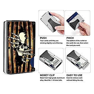 Coukula Minimalist Wallet for Men - Slim Aluminum Money Clip - RFID Blocking Metal Wallet - Front Pocket Mini Credit Card Holder - Skull Claw Torn Artcraft - Tactical Wallet for Business Travel