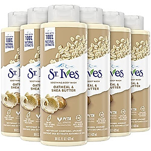 St. Ives Body Wash - Soothing Moisturizing Cleanser with Oatmeal & Shea Butter, Made with Plant-Based Cleansers and 100% Natural Extracts, 16 Oz Ea (Pack of 6)