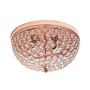 Elegant Designs FM1000-RGD 2 Light Elipse Crystal Flush Mount Ceiling Light, Rose Gold