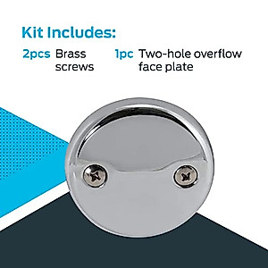 EZ-FLO Two-Hole Bathtub Overflow Face Plate with Brass Screws, Chrome, 35245