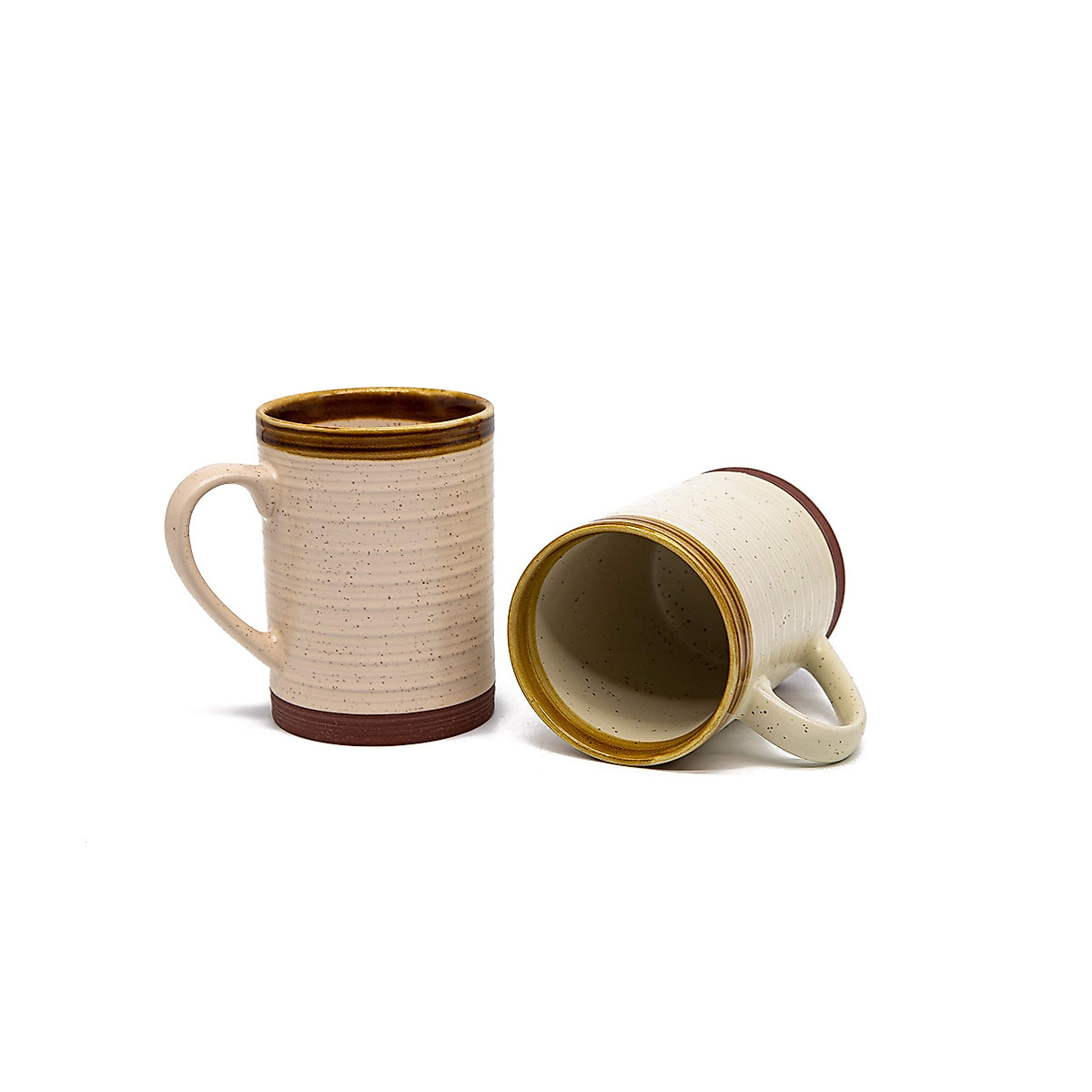 KooK Coffee Mug Set, Ceramic, Rustic Tan Brown, Terracotta Mugs, Microwave Safe, Speckled Finish, Use for Diner, Kitchen, Soup and Tea, 18.5 oz, Set of 2