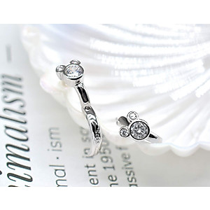 Elensan Sterling Silver Earrings for Women Fashion Cartilage Huggie Hoop Charms Mouse Earrings with CZ Hypoallergenic Jewelry Birthday Gift for Women (White, Huggie Hoop)