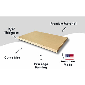 SHELFIX - Maple Color Melamine Cabinet Replacement Shelves - 3/4'' Thick Melamine - Cabinet Shelf Custom Size Shelf - Melamine Shelves Cut to Order 34