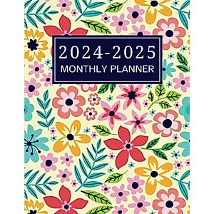 2024-2025 Monthly Planner: 2 Years From January 2024 to December 2025, Time Management Organizer With Section Notes & Passwords Pages, Floral Cover