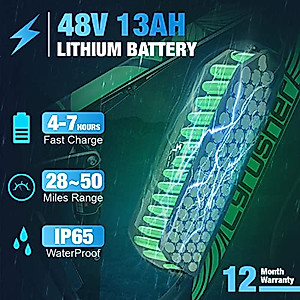 Cyrusher XF800 Moutain Ebike 750W BAFANG Motor 48V 13Ah Integrated Battery 4.0" All Terrain Fat Tire Electric Bike for Adults Shimano 7-Speed Front Fork+Rear Spring Suspension (XF800,White)