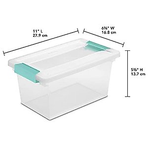Sterilite Plastic Medium Clip Stacking Storage Box Container with Latching Lid for Home, Office, Workspace, and Utility Space Organization, 4 Pack