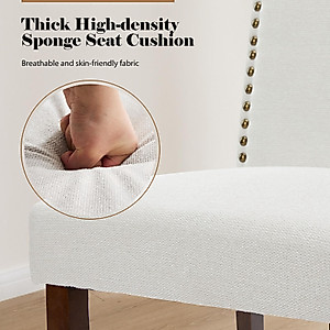 C, Kitchen Chairs, Modern Upholstered Fabric Dining Room Chair with Nailhead Back and Wood Legs, Mid-Century Accent Side Chair for Living Room, Bedroom, Kitchen