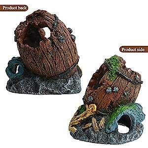 Saim Broken Barrel Aquarium Decorations,Resin Betta Cave Hideout Wood Trunk Log Hide Hut for Fish Tank Decor Fish Cave