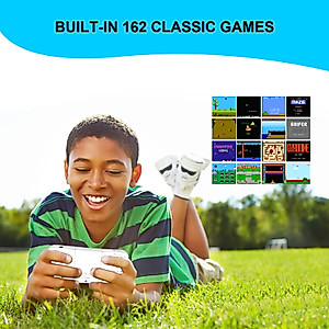E-MODS GAMING Handheld Games for Kids Adults 2.5" LCD Portable Retro Games Console Built in 162 Classic Electronic Video Games Player with TV Output - Travel Games for Birthday Xmas Gift (Blue)