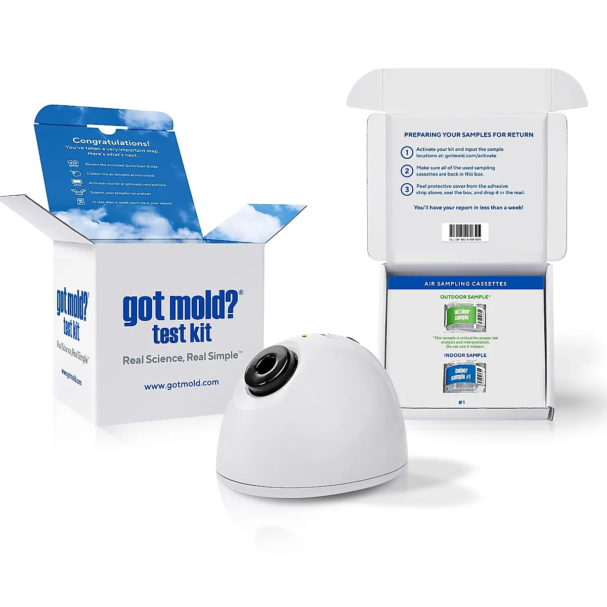 GOT MOLD? Professional Quality Mold Test Kit | Air Sampling w/Reusable BioVac™ Air Sampler | Lab Fees Included | Full Mold Type and Quantity Analysis | 1, 2 & 3-Room Test Kits & Refills | 1 ROOM KIT