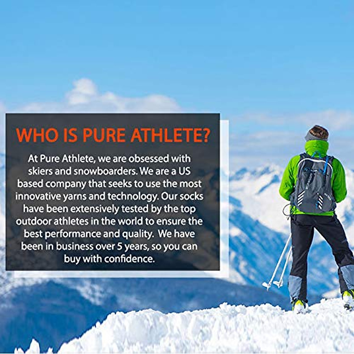 Pure Athlete Ski Socks Youth, Toddler, Boys, Girls - Kids Snowboard Sock, Warm Wool Winter (1 Pair - Aqua/Blue, XS/S)