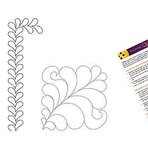 Quilting Stencils for Machine and Hand Quilting - 2 Quilting Stencils for Block, Border Patterns - Feather Block, Chaparral Border Plastic Quilt Stencil Set with Guide