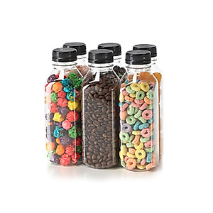 Clear Food Grade Plastic Juice Bottles 16 Oz (Pint) with Cap (6)