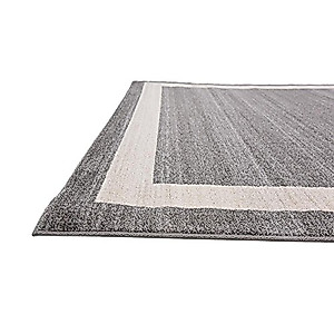 Unique Loom Del Mar Collection Area Rug-Transitional Inspired with Modern Contemporary Design, Rectangular 7' 0" x 10' 0", Gray/Ivory
