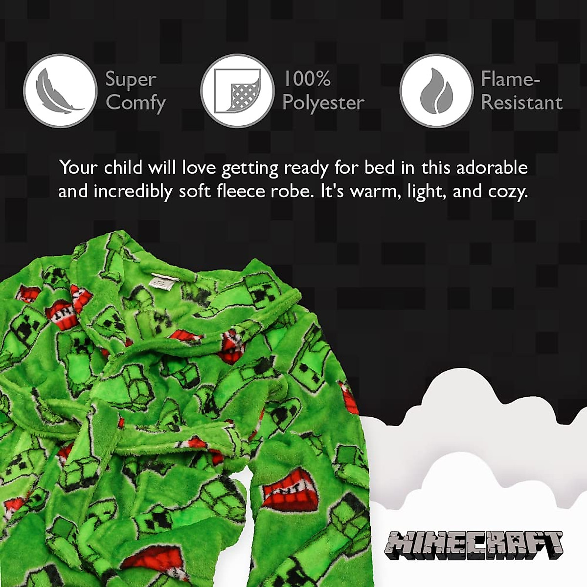 Minecraft Boys' Bathrobe, Creeper Explode, 8