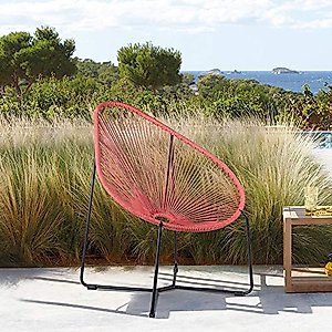 ARMEN LIVING LCACSIBRK Acapulco Indoor Outdoor Steel Papasan Lounge Chair with Brick Red Rope