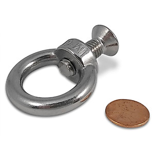 Brute Magnetics Eyebolt with Screw, M10 Stainless Steel Threaded Ring, Countersunk Screw Fishing Magnets Accessories, Heavy Duty Eyebolt for Magnet Fishing, Industrial Strength
