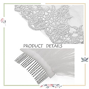 Latious Lace Wedding Bride Veils Ivory 1 Tier Floral Bridal Veil Long Tulle Veils with Comb Cathedral Veils for Brides and Women (Ivory)
