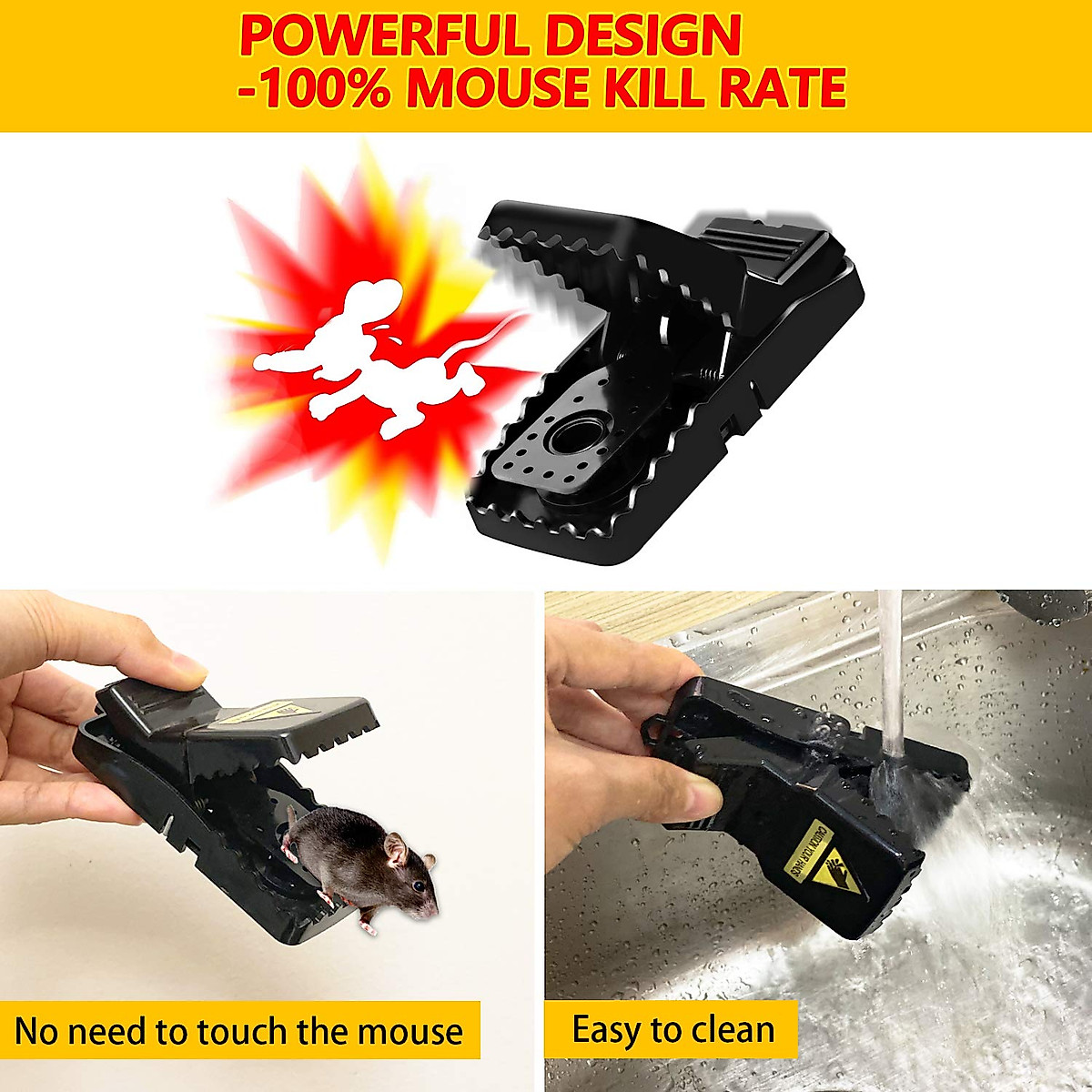 Mouse Traps,Small Mice Traps That Work, Humane Mouse Traps with Detachable Bait Cup, Mouse Catcher Quick Effective - 6 Pack