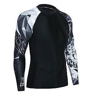 ADOREISM Quick-Dry Men's Long Sleeve Rash Guard UPF 50+ Compression Swim Shirt (Wolf, XL)