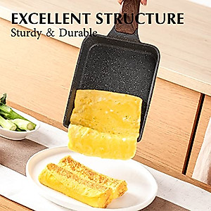 SENSARTE Japanese Omelette Pan, Tamagoyaki Egg Pan, Nonstick Frying Pan with Spatula, Healthy Granite Cookware, PFOS & PFOA Free, 6" x 7" (Grey)