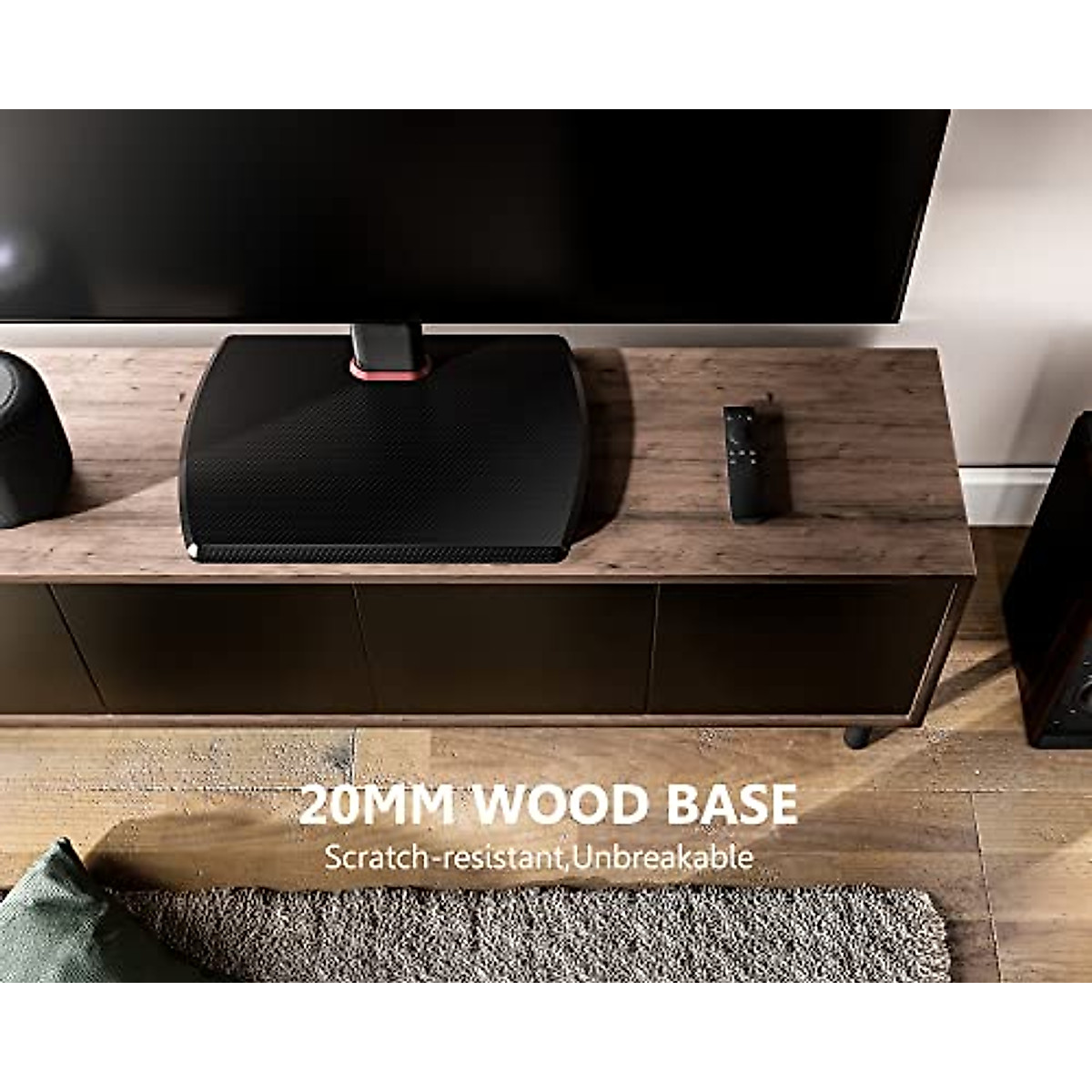 FITUEYES Universal TV Stand Base for 32-55 60 inch TV, 2.22 FT Table Top TV Stand with Swivel Mount & Wood Base, Height Adjustable, Max Load 88 lbs, Black