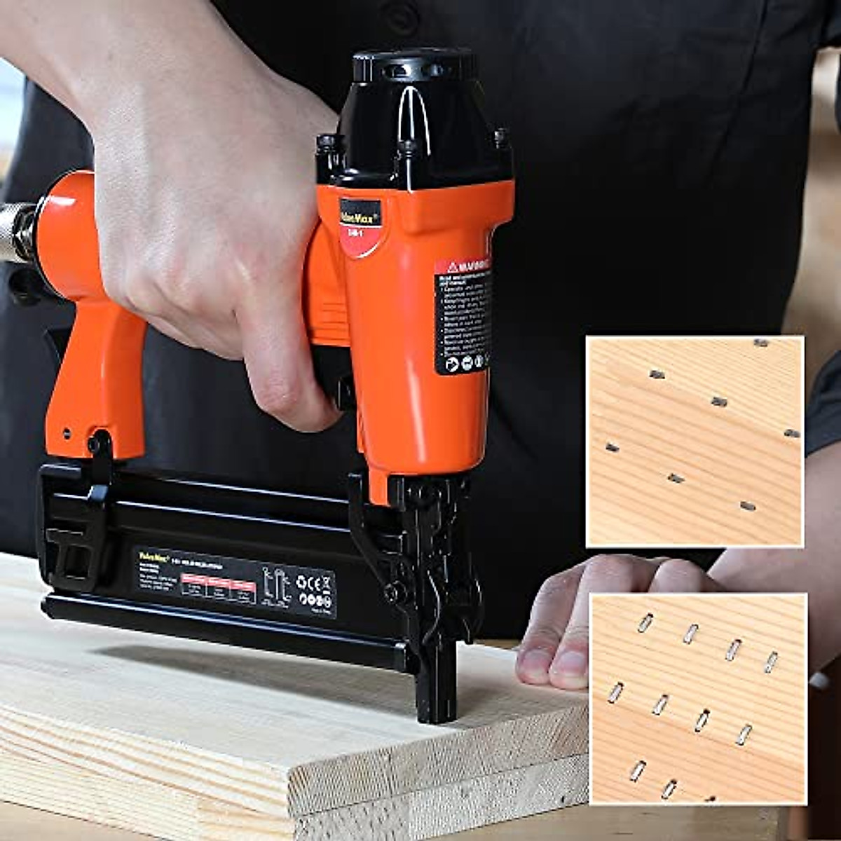 ValueMax 18 Gauge Pneumatic Brad Nailer, 2-in-1 Nail Gun Staple Gun with 1-5/8 inch Staples, 2-5/8 inch Brad Nails, Carrying Case and Safety Glasses, Ideal for Upholstery and Home Improvement