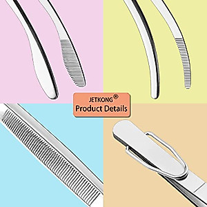 JETKONG 2 Pcs 12'' Curved Kitchen Tweezers Stainless Steel Long Tweezer Tongs Professional Chef Tweezers for Cooking, Grilling and BBQ (Silver)