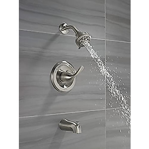Delta Faucet Classic 13 Series Single-Function Tub and Shower Trim Kit with Single-Spray Touch-Clean Shower Head, Stainless T13220-SS (Valve Not Included)