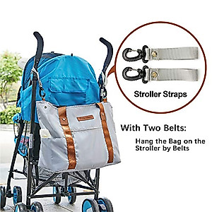 Baby Large Diaper Bag, Maternity Nappy Tote Bags for Mom Organizer Multi-Function Travel Shoulder Bag Waterproof with Stroller Straps, Nappy Changing Pad, Insulated Pockets Grey