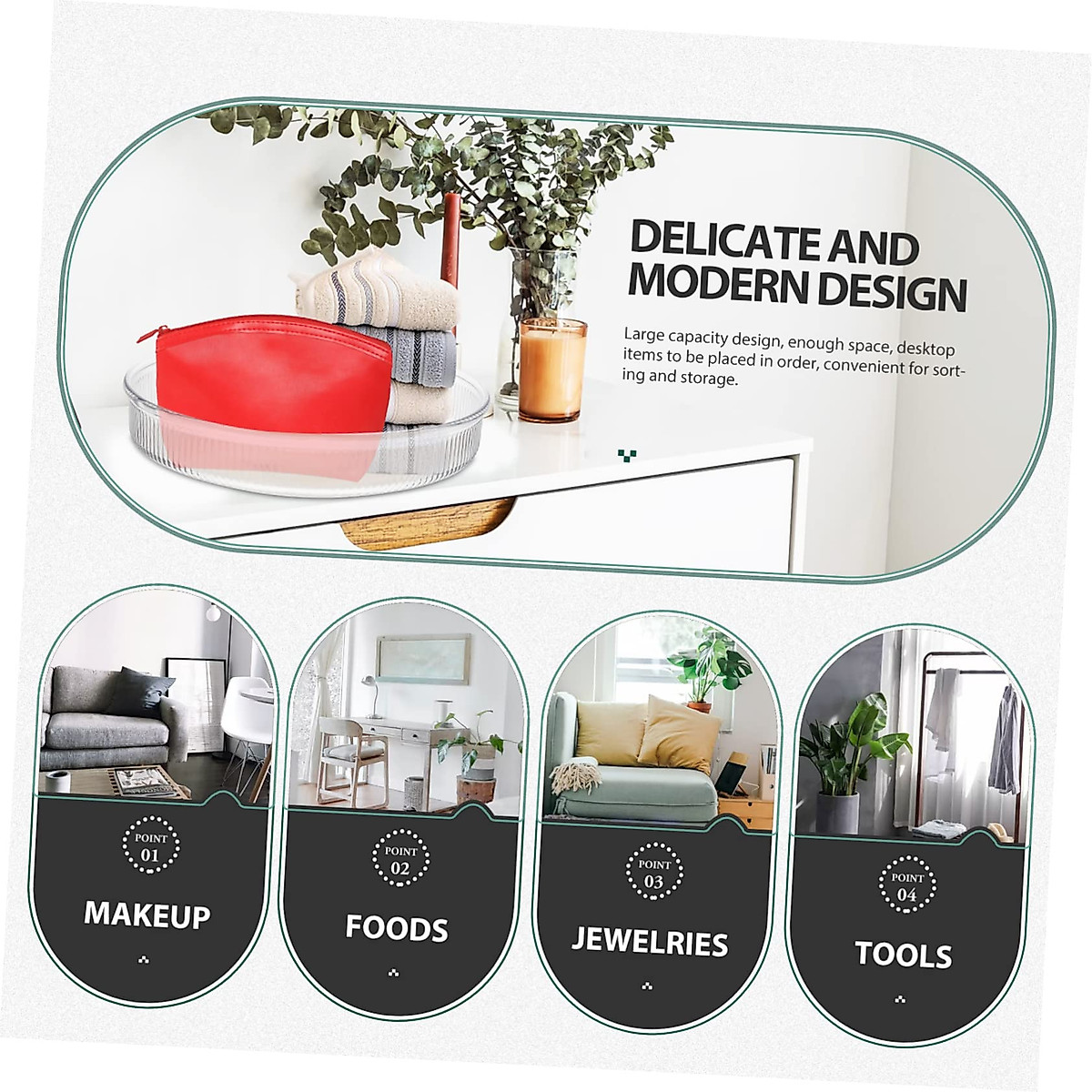 Zerodeko 3pcs rotatable Tray Plastic Trays for Food Plastic Food Tray Rotating Storage Rack Fridge Organizer for Refrigerator Seasoning Rotating Tray for Makeup Plastic Round Makeup Tray