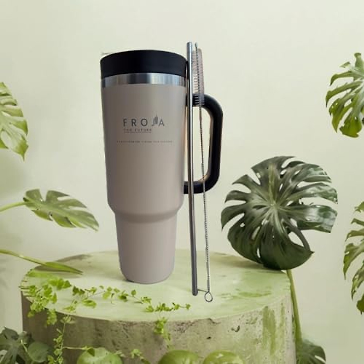 FROJA 40-oz Vacuum-insulated Stainless Steel Tumbler with Lid, Straw, 12 Hours Hot/24 Hours Cold, BPA-Free, Leak-Proof, Large Capacity