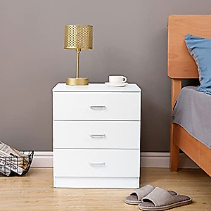 HIGOH Bedside Table Bedroom Furniture Bedside Table Dresser with 3 Storage Drawers