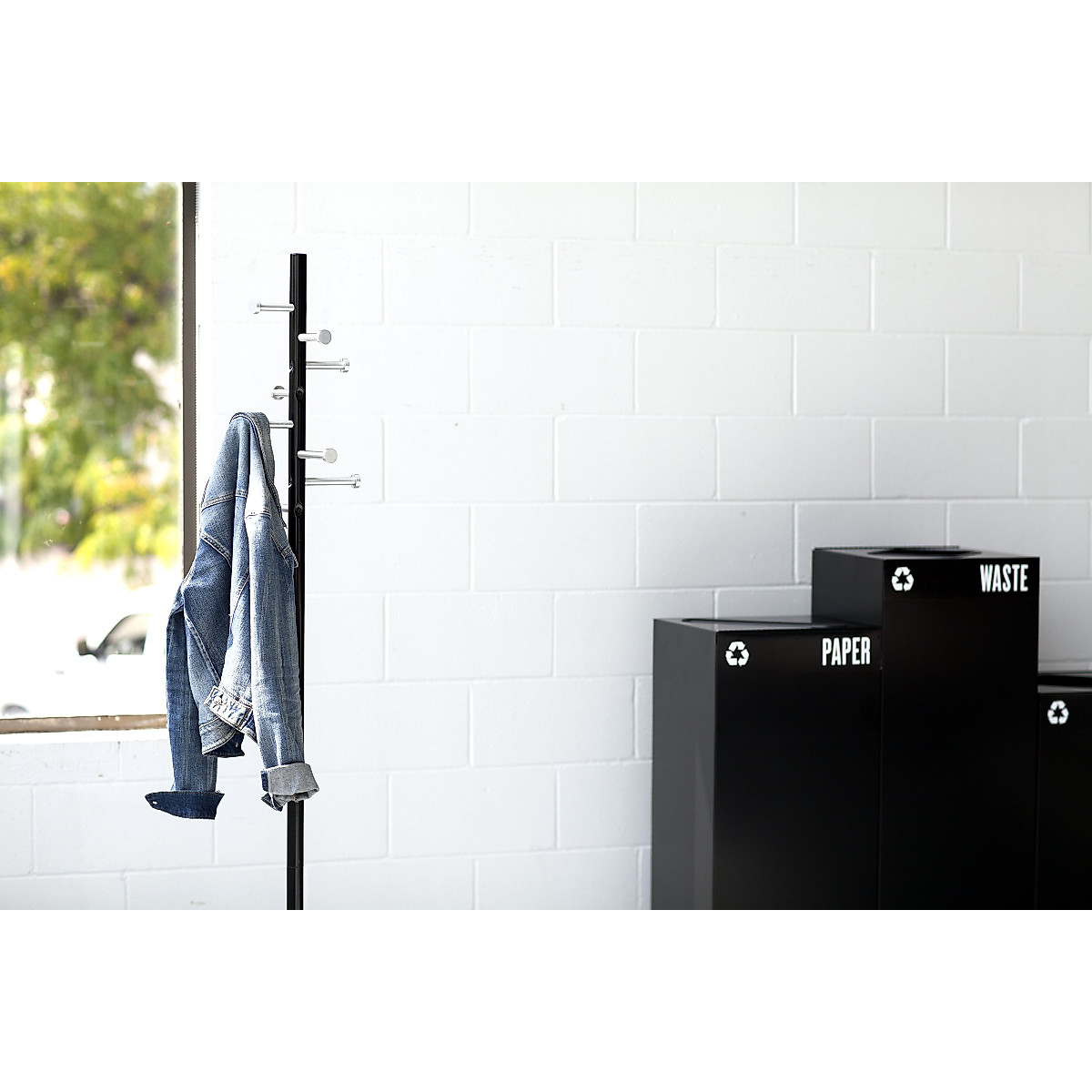 Safco Products 2984BL Public Square Recycling Receptacle Base, 42-Gallon (Top Sold Separately), Black