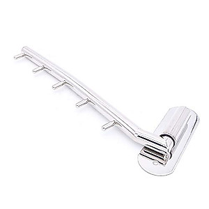 2 Set of NUZAMAS Wall Mounted 304 Stainless Steel Swing Arm Holders, Clothes Coat Hanger, 5 Hooks Coat Rack Closet, Storage Organizer Mirror Finished with Installation Kits