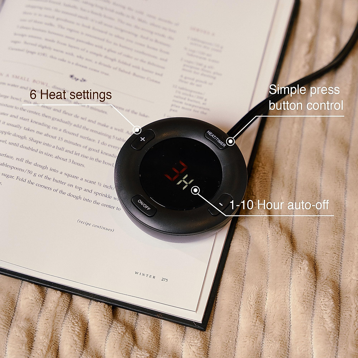 HOMISPRITE Heated Blanket Full Size 72"x84",ETL Certification- 6 Heating Levels Electric Blanket&1-10 Hour Auto Off,Heating Blanket with Dual Controller(Beige)