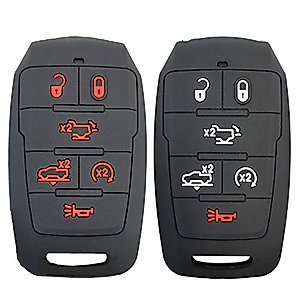 2Pcs Coolbestda Compatible with 2020 2021 Dodge Ram 1500 Laramie Longhorn 6buttons Smart Key Fob Silicone Cover Glove Keyless Entry Holder Sleeve